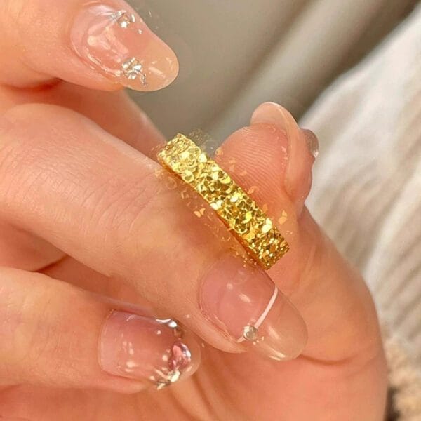 999 Sterling Silver Glitter Sequin Ring - Small - prayforluck